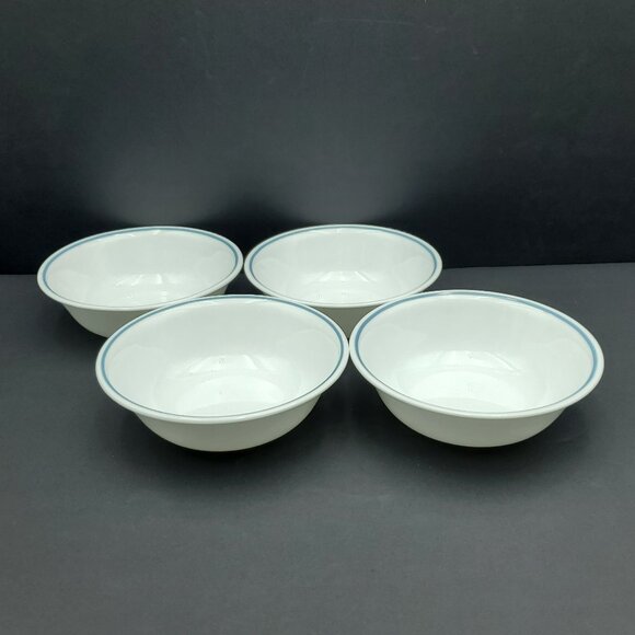 Corelle | Dining | Corelle Indigo Slate Soup Cereal Bowls Corning White ...